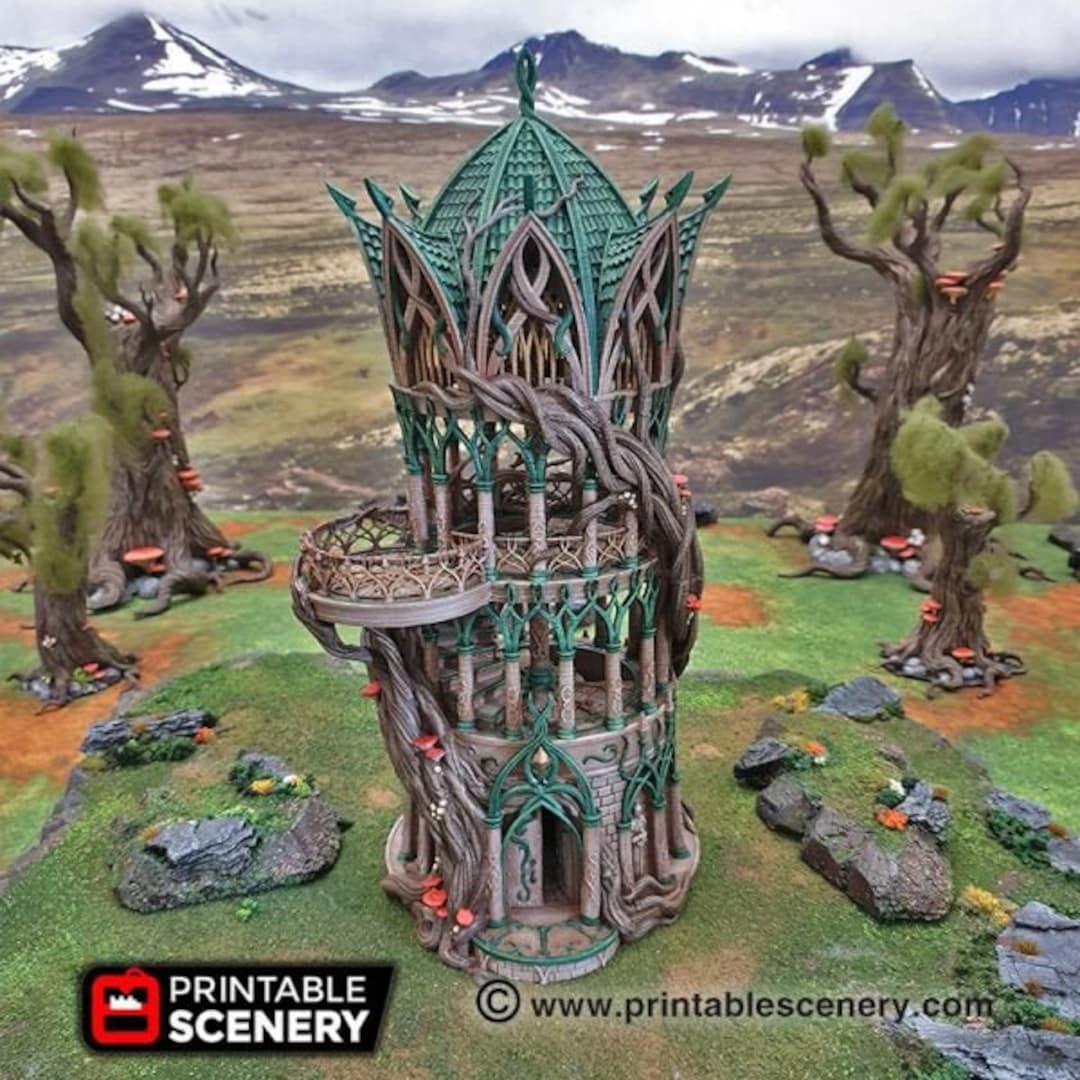 Dnd Terrain Elven Tower Aeternus | Dnd D&D 28mm Miniature Terrain ...