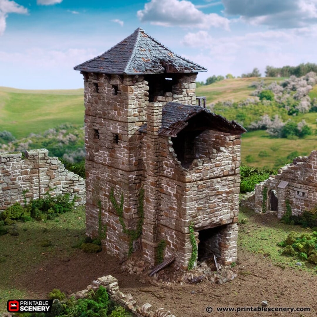 Medieval Ruined Black Rock Keep Dnd Terrain for Dungeons and Dragons, D ...