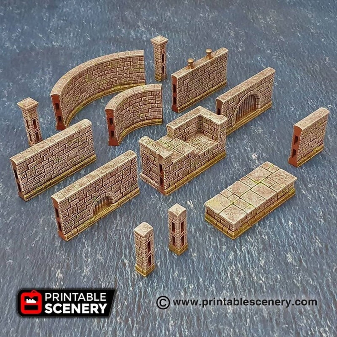 Arcanist’s Stone Canal Walls Dnd Miniature Terrain Set Dnd Terrain for ...