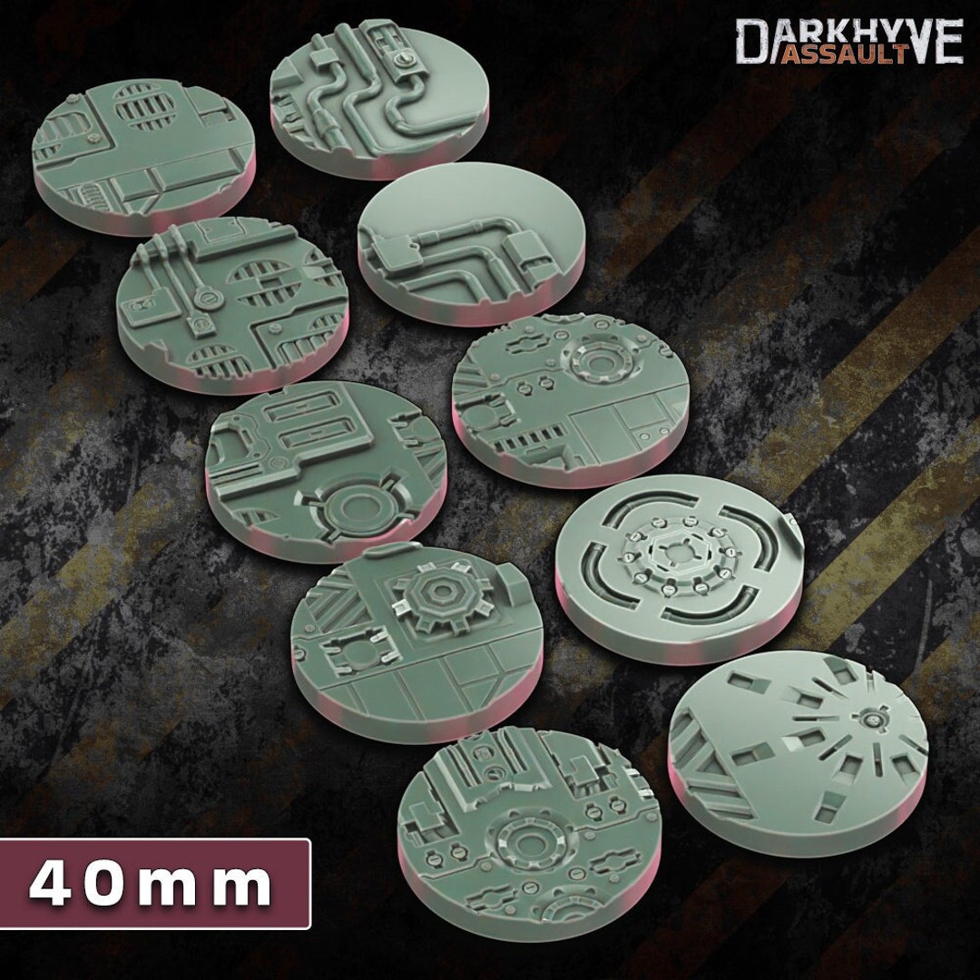 Darkhyve Assault Sci-fi 40mm Bases Set - Dnd Miniature Terrain ...