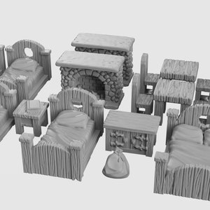 Tavern Furniture Set Dnd Miniature Terrain, Dungeons and Dragons, D&D ...