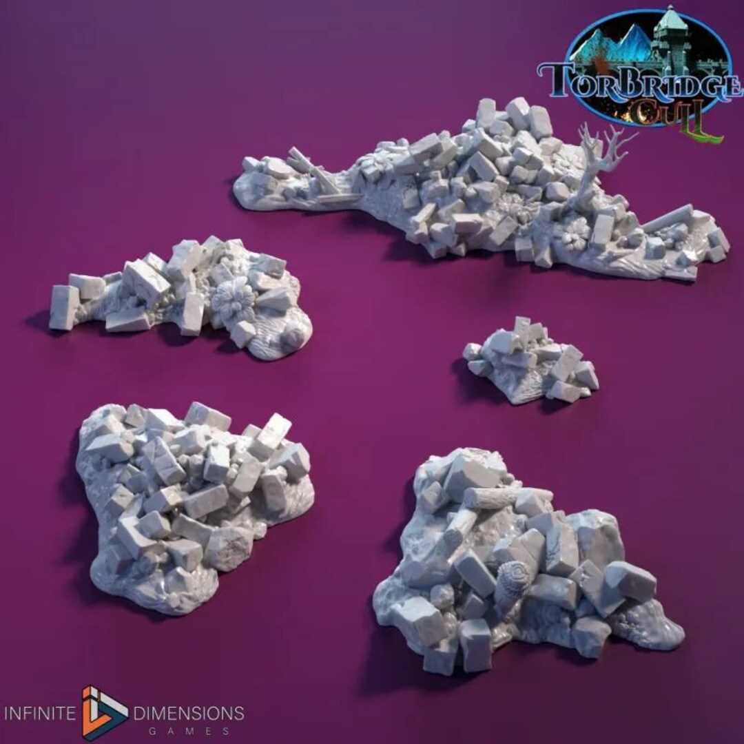 Torbridge Stone Debris Piles Set Dnd Miniature Terrain for Dungeons and ...