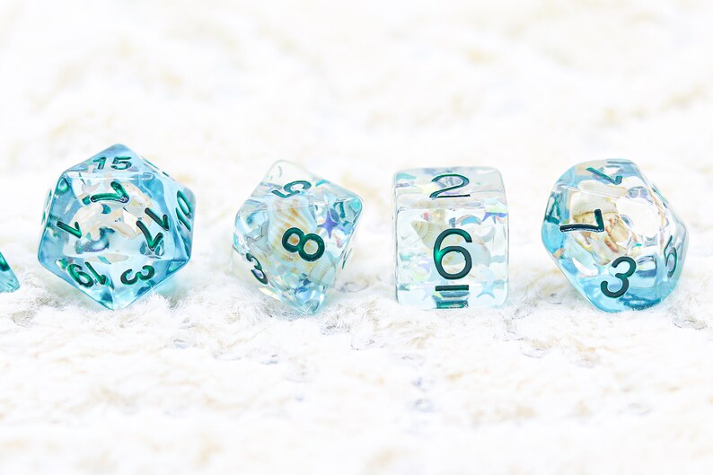 Seashell of Blue Ocean Dice Set for Dungeons and Dragons D&D - Etsy