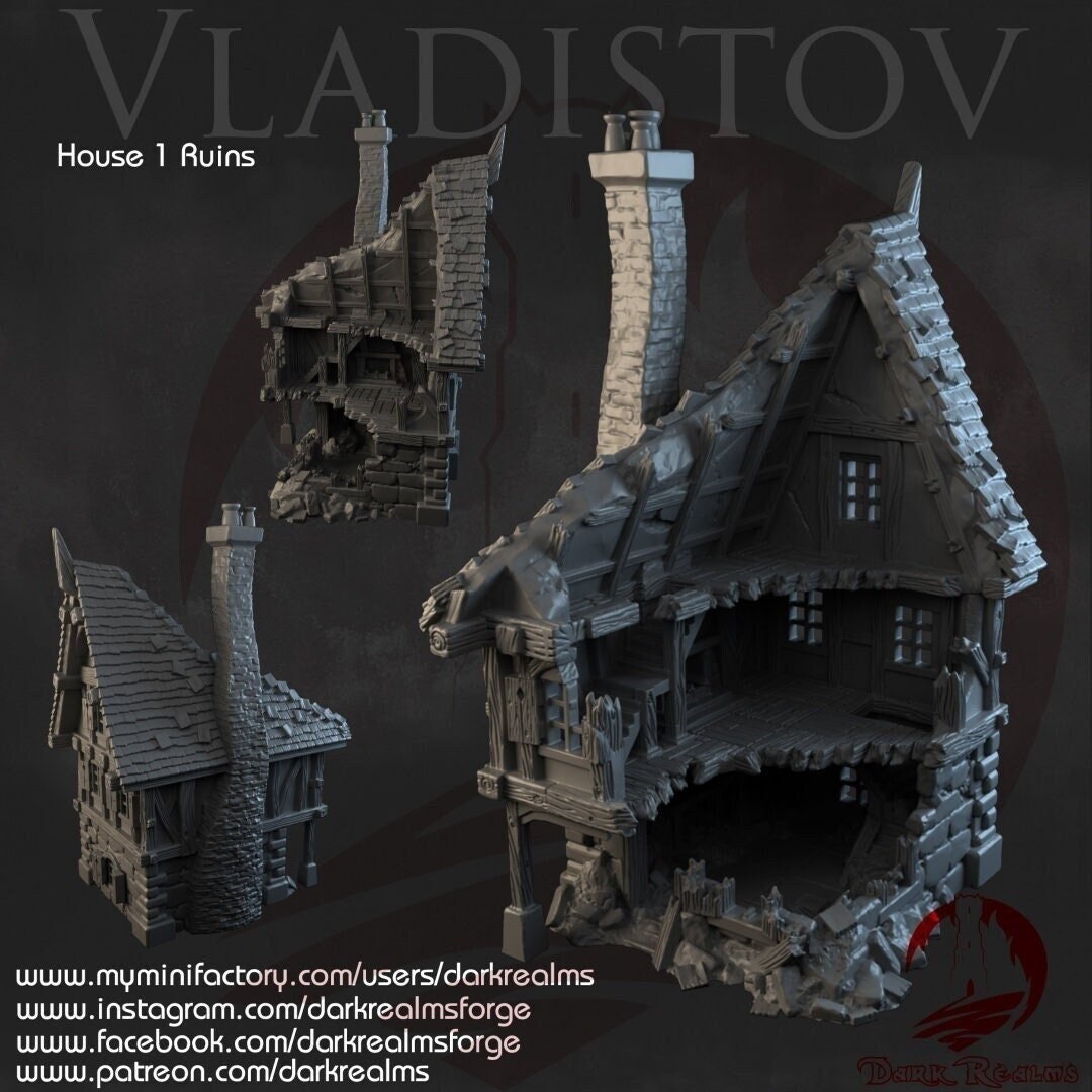 Dark Realms Vladistov House 1 Ruins Dnd Miniature Terrain for Dungeons ...
