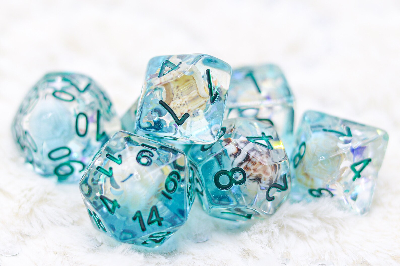 Seashell of Blue Ocean Dice Set for Dungeons and Dragons D&D - Etsy