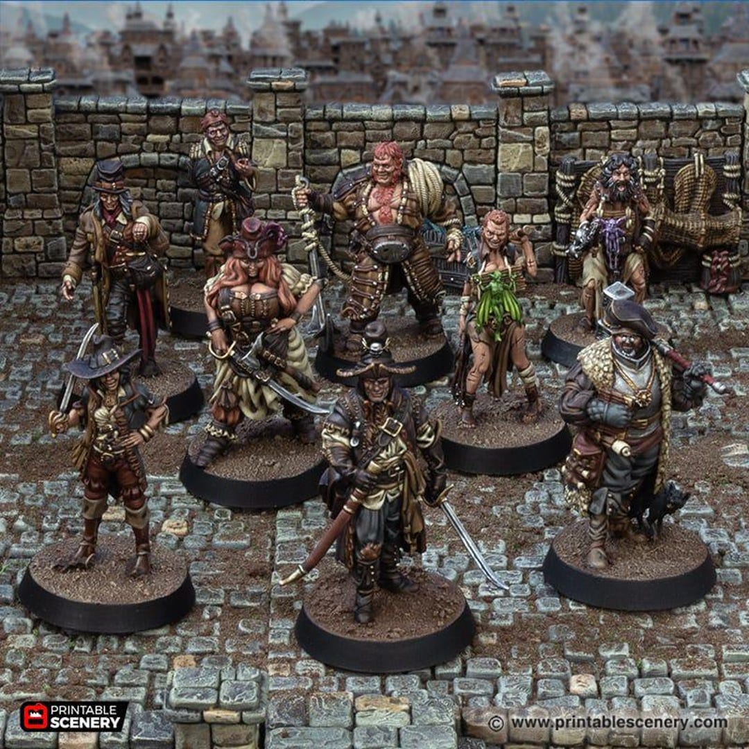 Ramshackle Pirate Witcher Warband Miniature Set Dnd Terrain, Dungeons ...