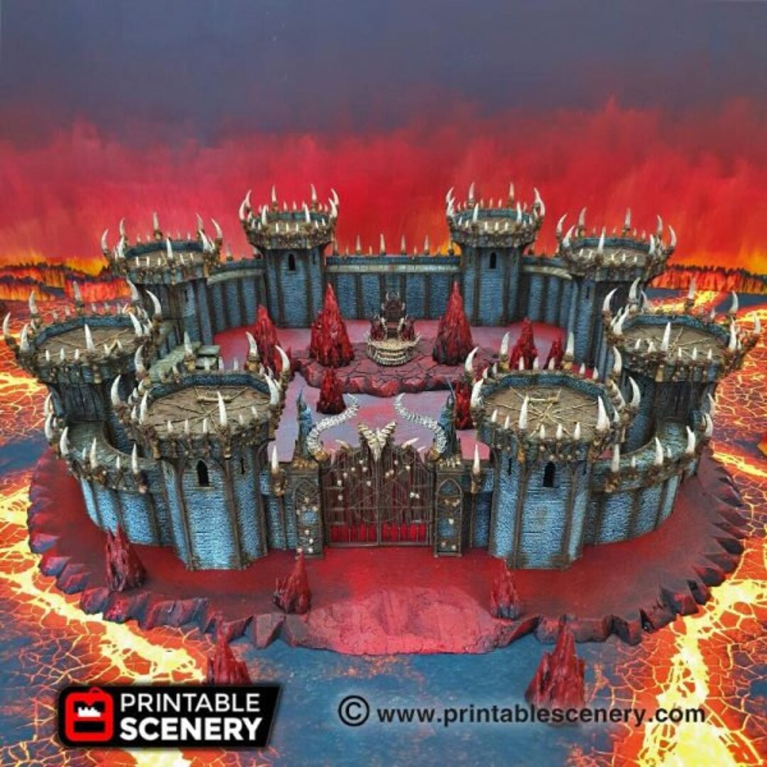 Dnd Terrain Demon Doom Ramparts | Dnd D&D 28mm Miniature Terrain ...