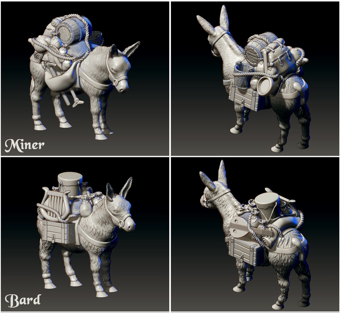 Pack Mules Dnd Miniature Terrain 15mm 28mm 32mm | D&D, Dungeons and ...
