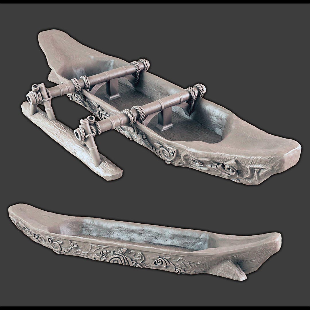 Dugout Jungle Canoe and Outrigger for Dungeons and Dragons Terrain ...