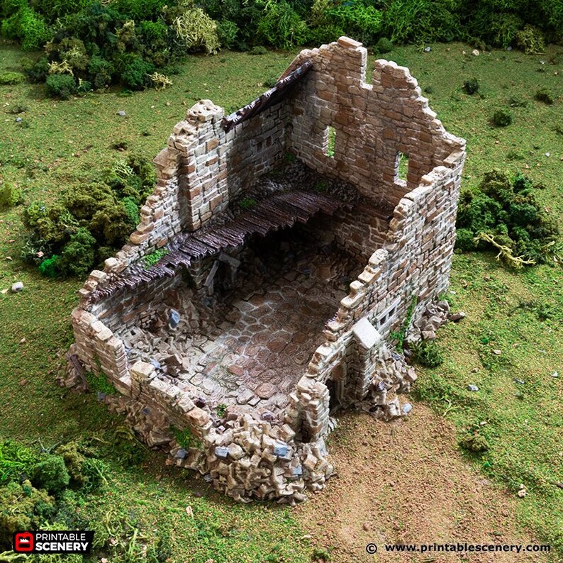 Ruined Norman Stone Manor Dnd Terrain for Dungeons and - Etsy