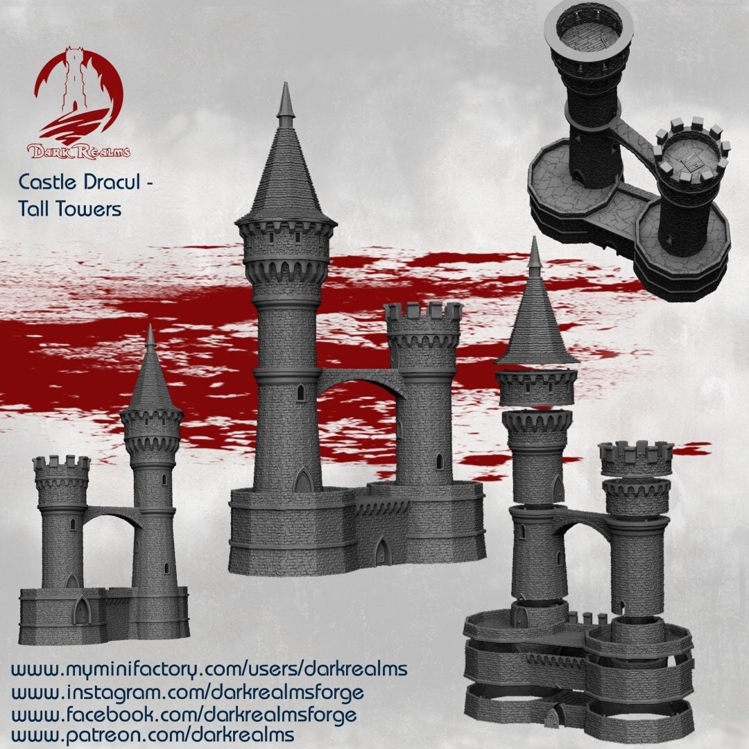 Dark Realms Dracul Castle Tall Tower Dnd Miniature Terrain for Dungeons ...