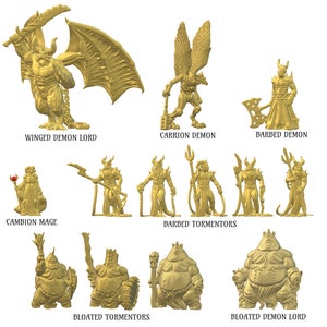 28mm | 32mm Hell Demon Miniature Dnd Miniature | Pathfinder Miniature D ...