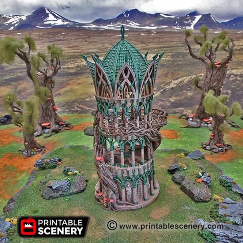 Dnd Terrain Elven Tower Aeternus Dnd D&D 28mm Miniature - Etsy