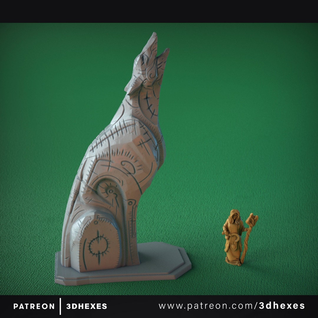Statues of Mystic Wolf Ver 3 Dnd Miniature Terrain for Dungeons and ...