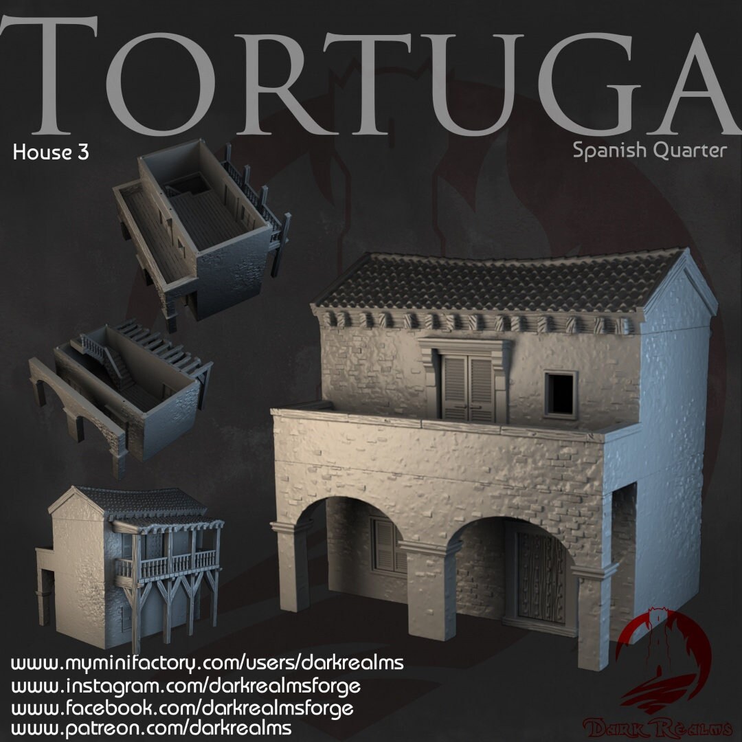 Dark Realms Tortuga Spanish Quarter House Ver 3 Dnd Miniature Terrain ...