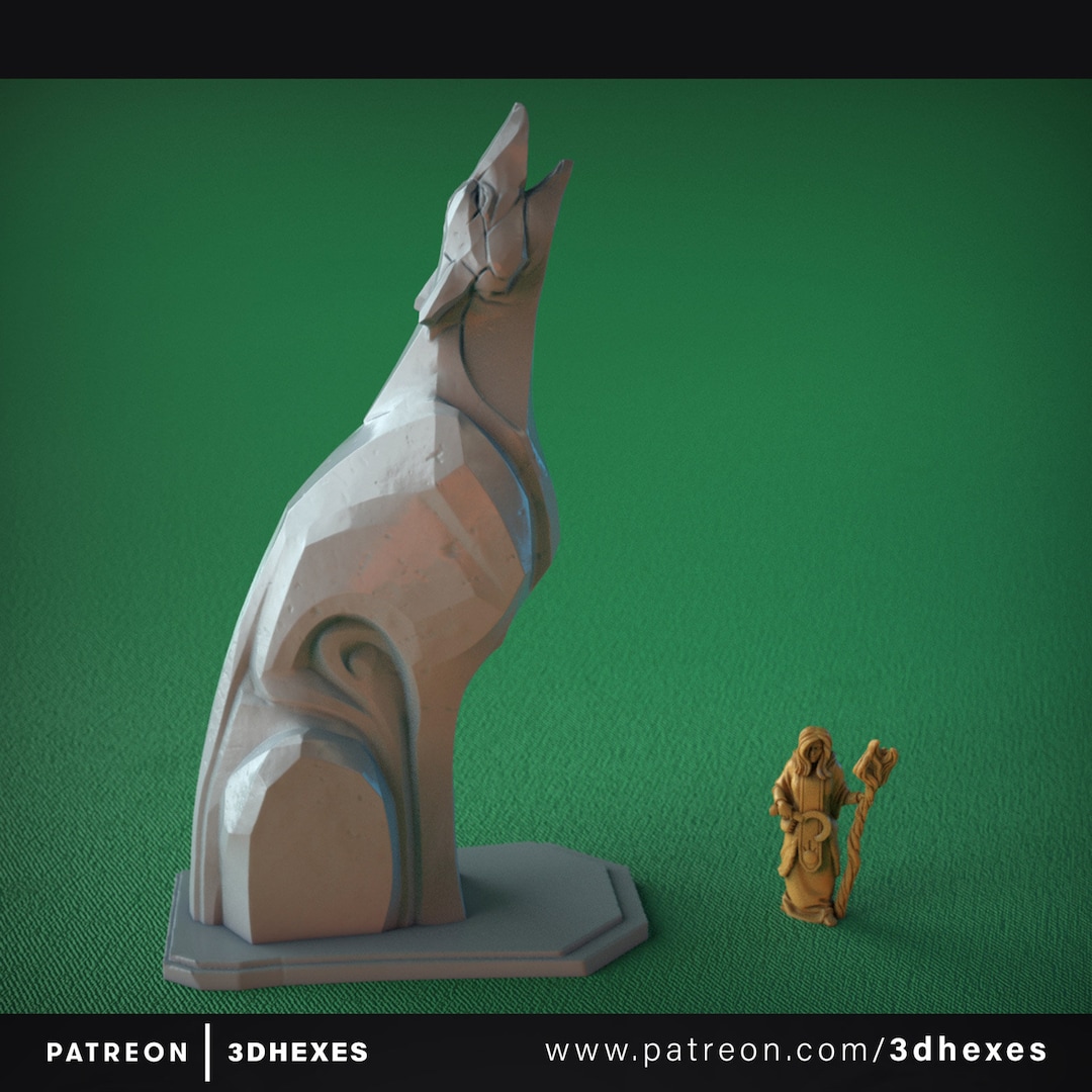 Statues of Mystic Wolf Dnd Miniature Terrain for Dungeons and Dragons ...