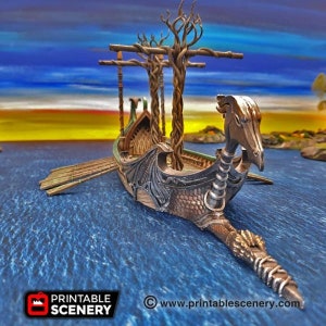 Dnd Terrain Elven Dragon Galley Ship Dnd D&D 28mm Miniature Terrain ...