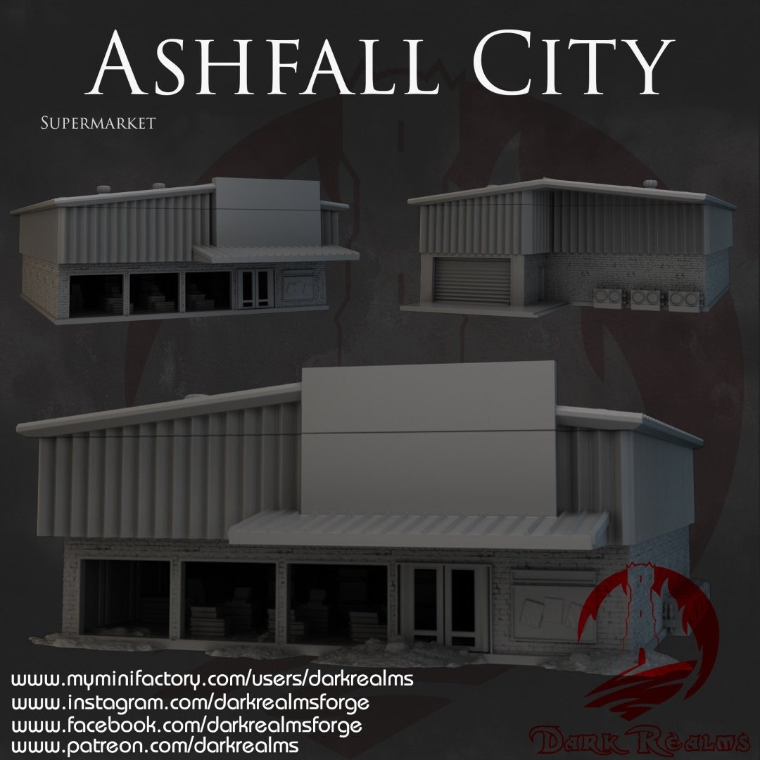 Dark Realms Ashfall City Building 5 Supermarket Dnd Miniature Terrain ...