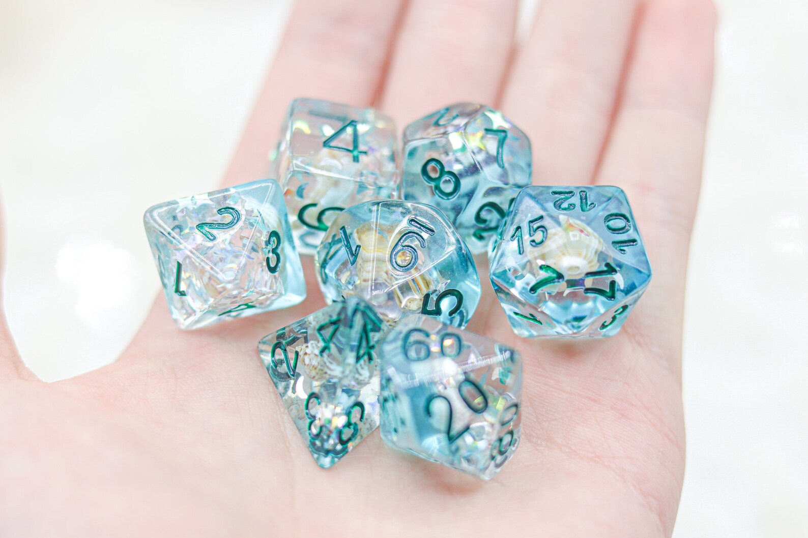 Seashell of Blue Ocean Dice Set for Dungeons and Dragons D&D - Etsy