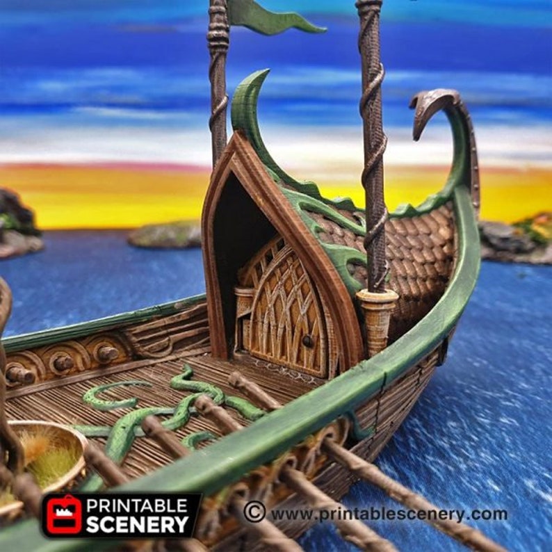 Dnd Terrain Elven Dragon Galley Ship Dnd D&D 28mm Miniature - Etsy