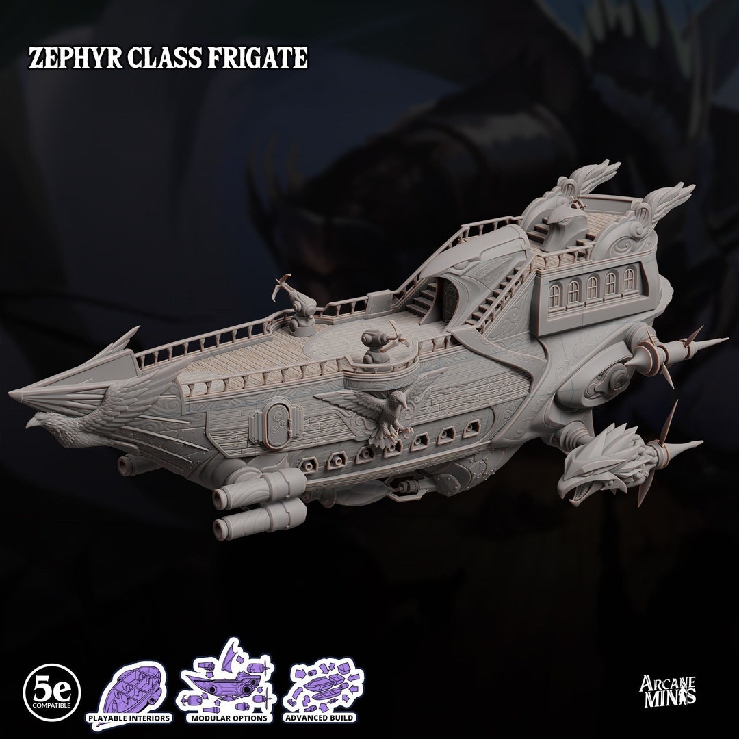 Massive Zephyr Assault Frigate Dnd Terrain, Dungeons and Dragons, Dnd ...