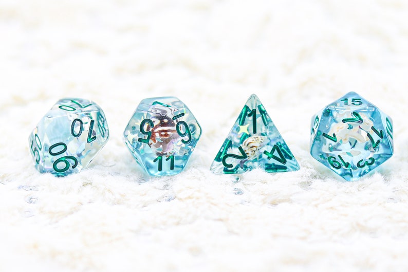 Seashell of Blue Ocean Dice Set for Dungeons and Dragons D&D - Etsy