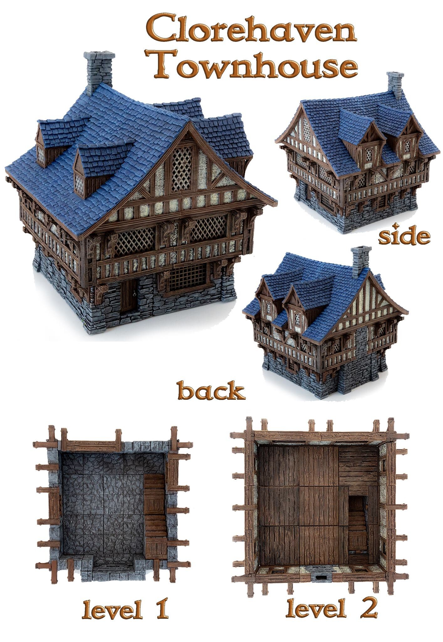 Clorehaven Townhouse Modular Tiles Dnd Miniature Terrain - Etsy