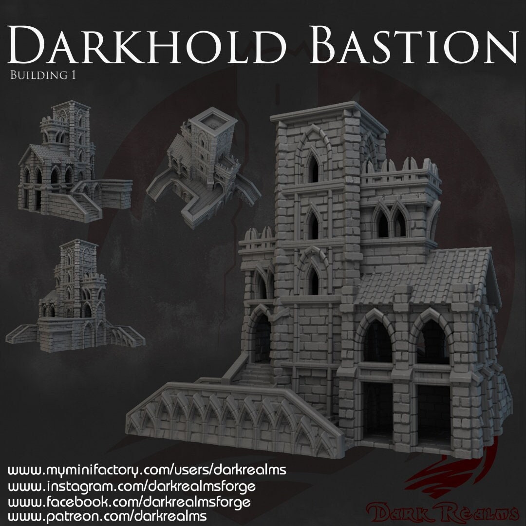 Dark Realms Massive Darkhold Bastion Building 1 Dnd Miniature Terrain for Dungeons and Dragons ...