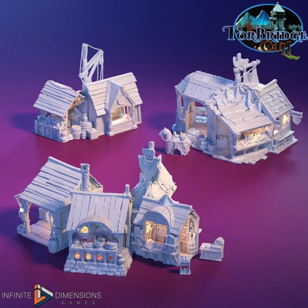 Torbridge Cull Market Sheds Set (3 Sheds) Dnd Miniature Terrain for ...