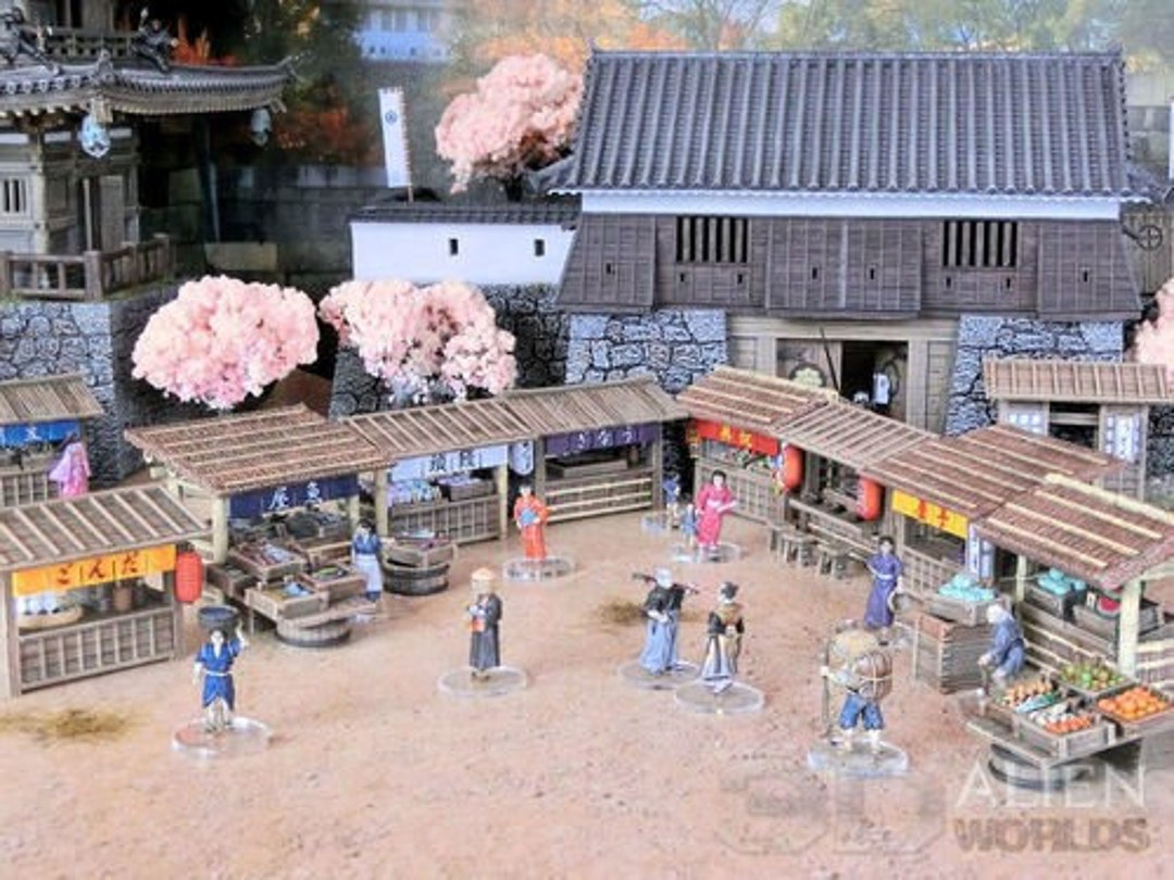 Japan Samurai A Set of Market Stalls Dnd Miniature Wargaming Terrain ...
