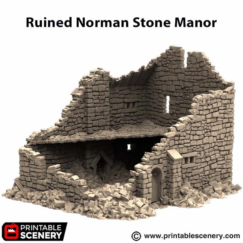 Ruined Norman Stone Manor Dnd Terrain for Dungeons and - Etsy