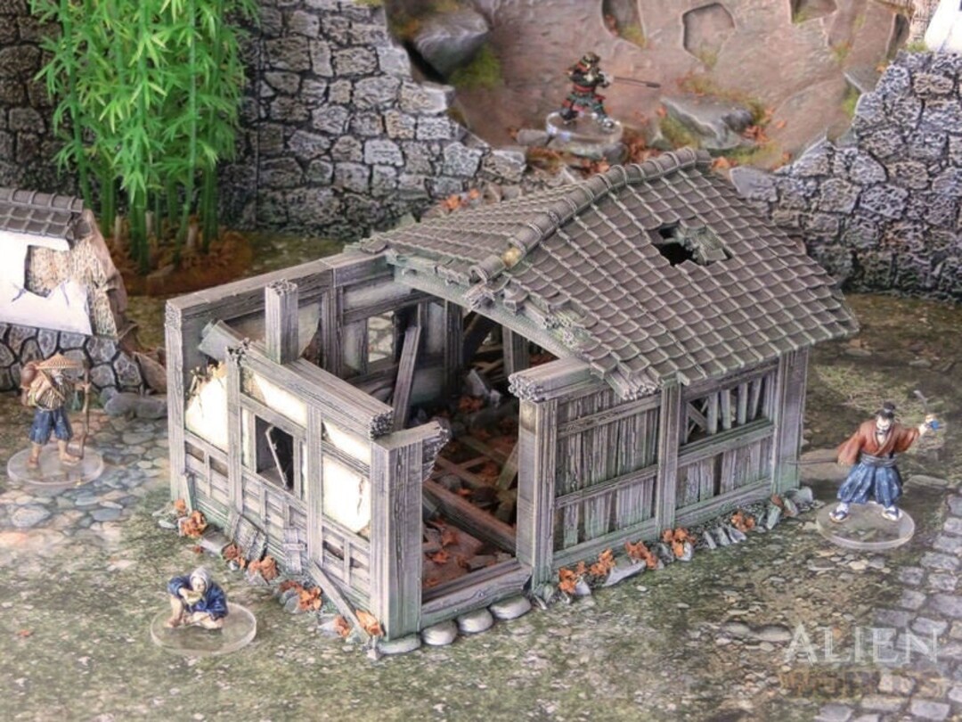 Japan Samurai Ruined Hut Set Dnd Miniature Wargaming Terrain for ...