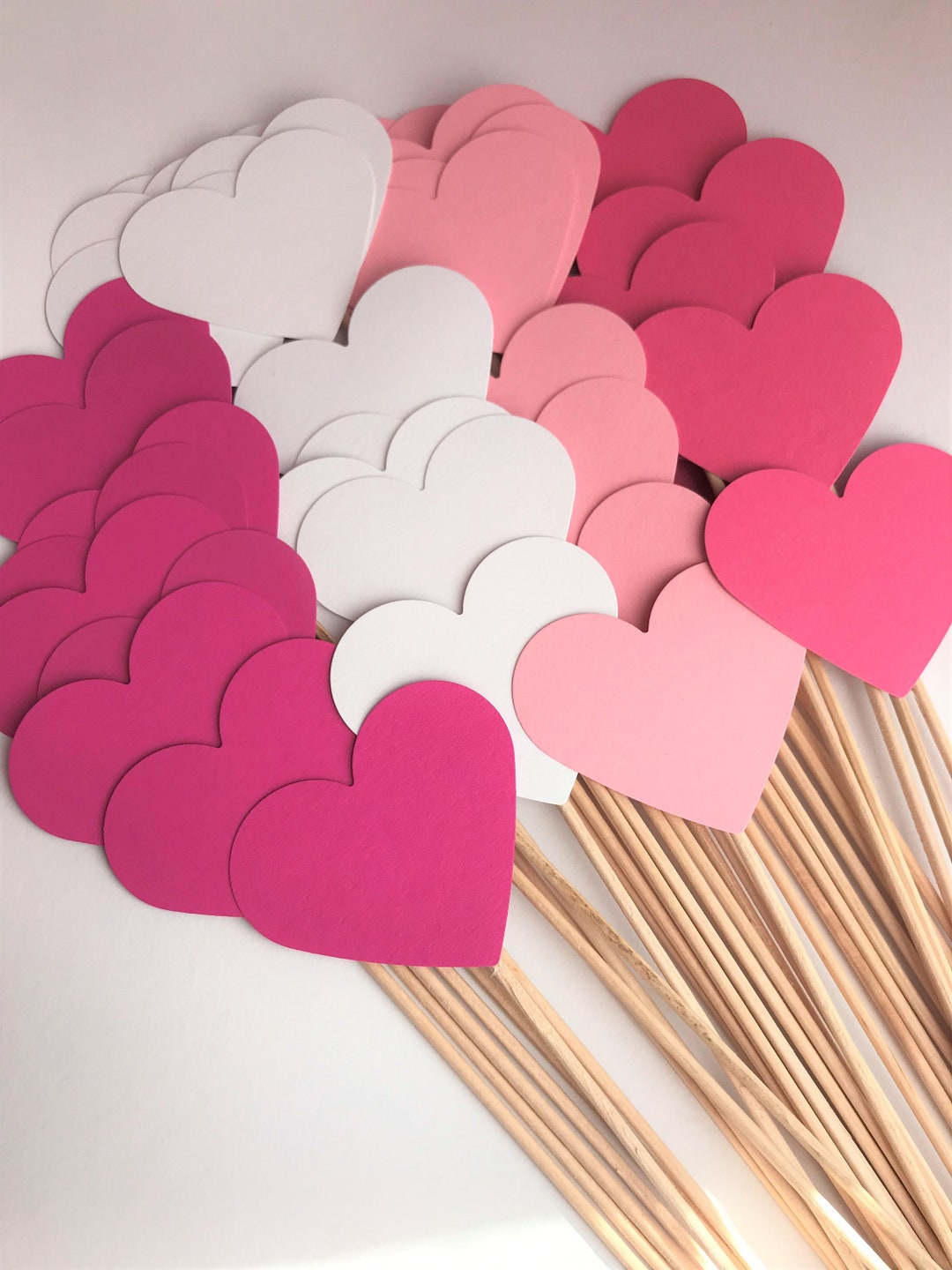 50 Plug-in Hearts Pink-pink Mix Heart Plugs Trellis Hearts Decoration ...