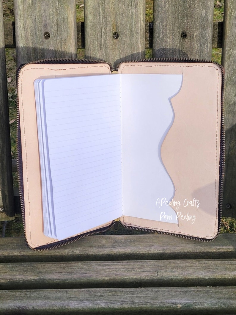 Zippered Hand Tooled Leather Journal Cover - Etsy