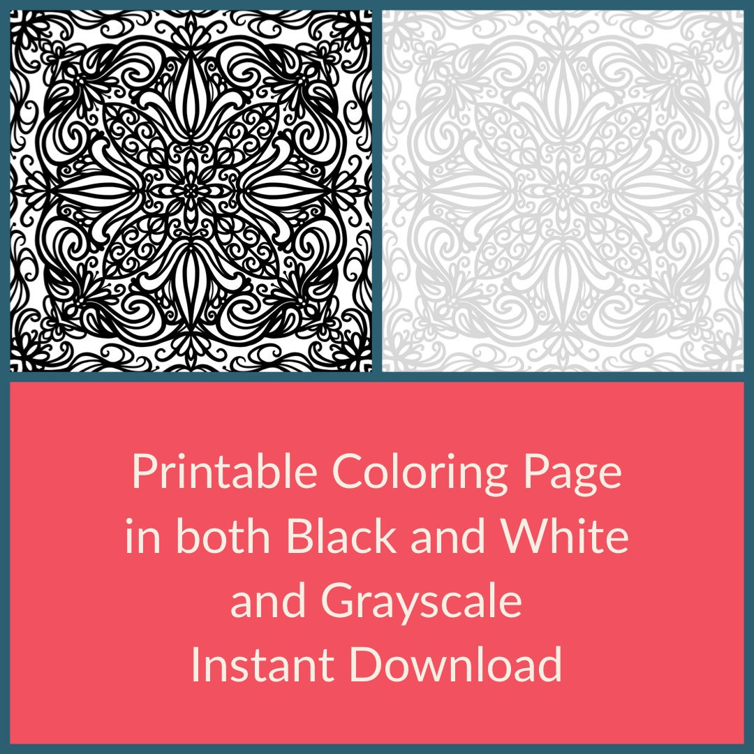 Ornamental Tile Design Coloring Page - Etsy