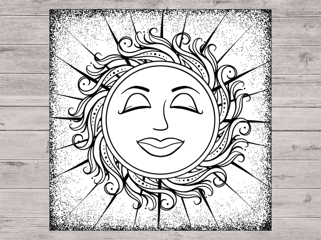 Madame Sun Coloring Page - Etsy