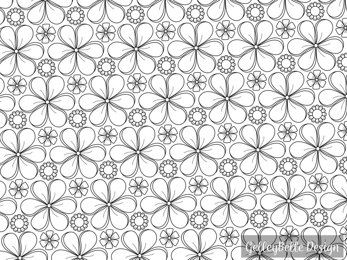 Flower Pattern Coloring Page Instant Download - Etsy