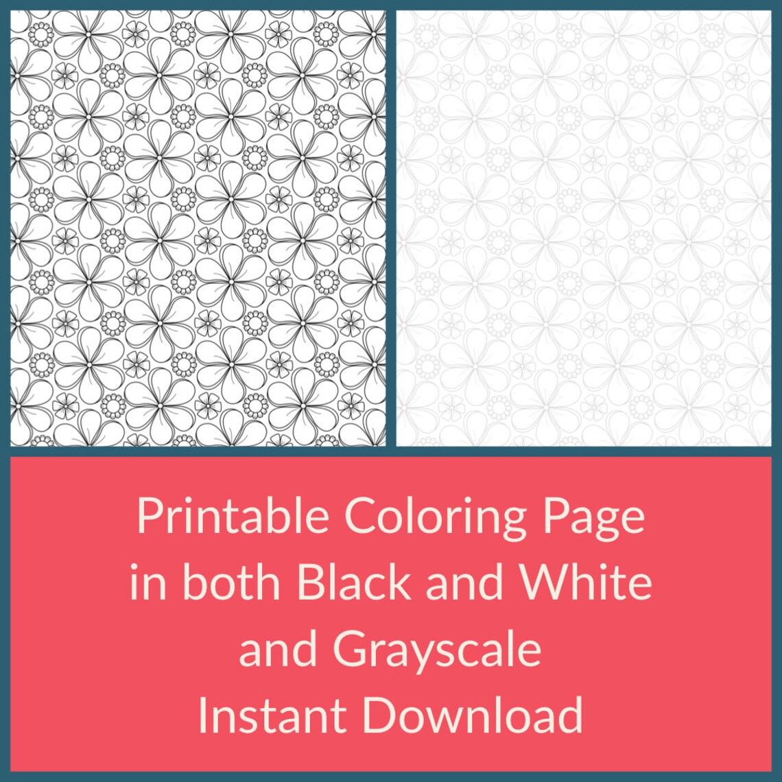 Flower Pattern Coloring Page Instant Download - Etsy