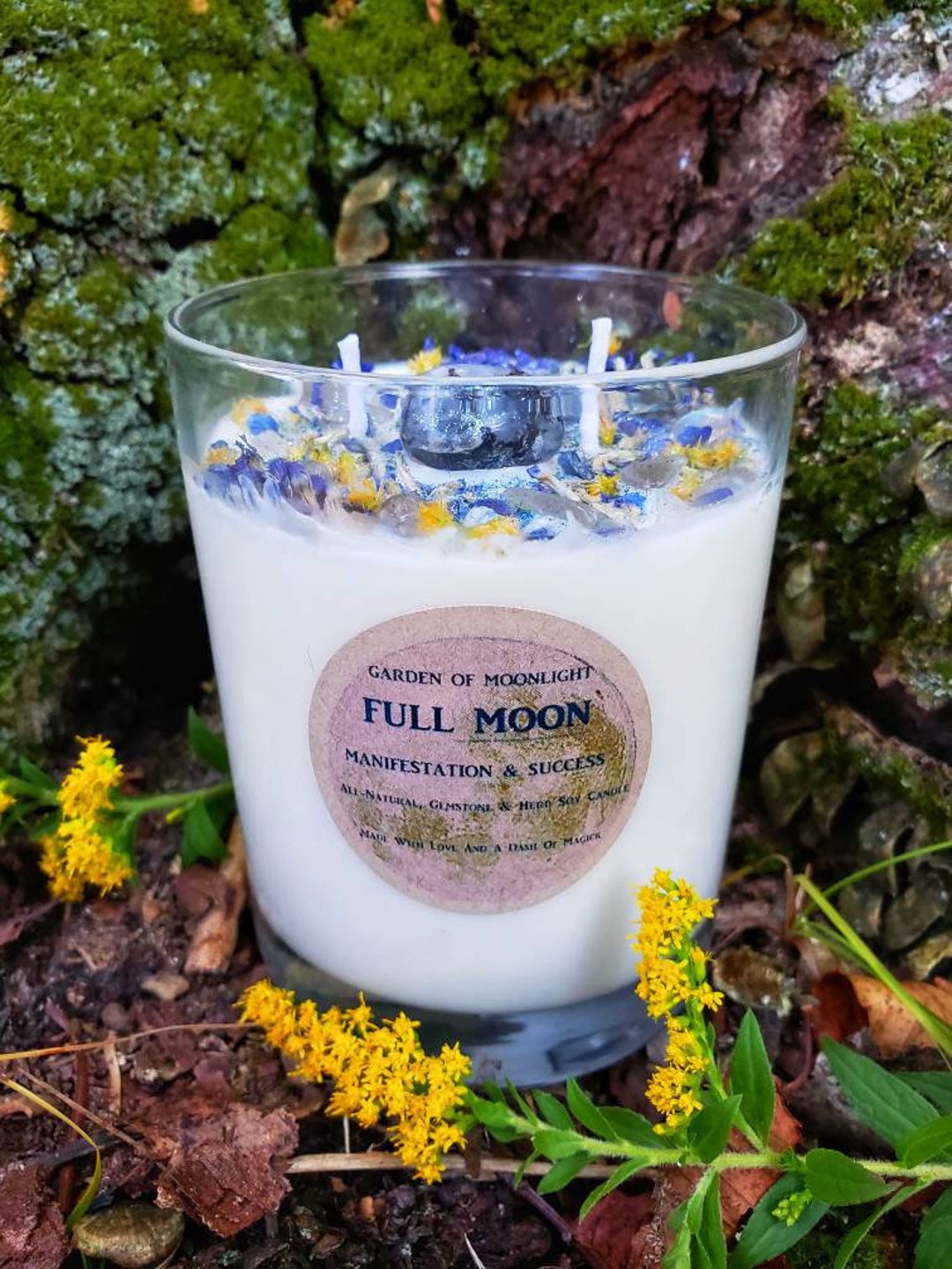FULL Moon~large 12oz~esbat Ritual Candle~success Spell~gemstone Infused ...