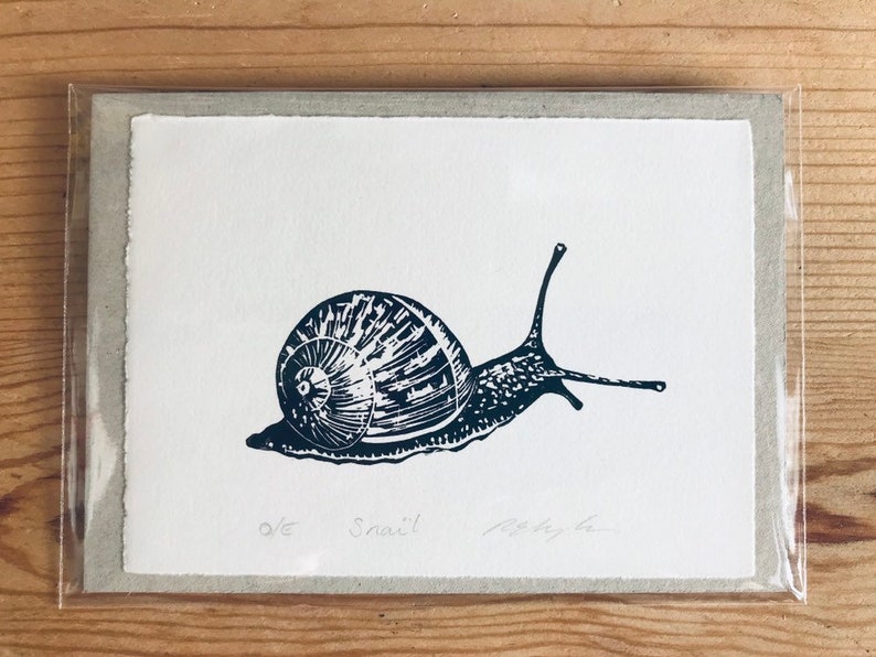 Snail Linocut Print-animal Print-nature Art-wall - Etsy UK