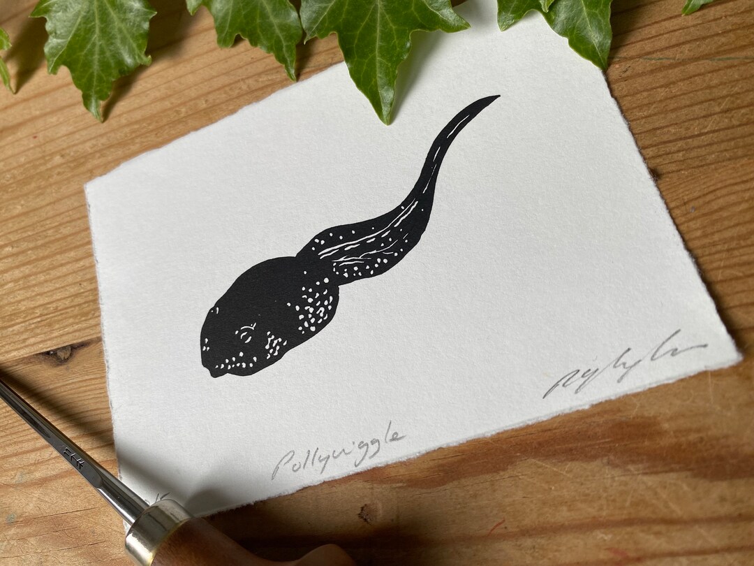 Tadpole Linocut Print-amphibian Print-tadpole Print-nature Art-wall ...