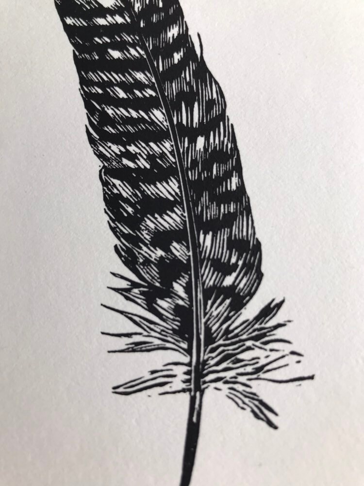 Feather Linocut Print-pheasant Feather Print-nature Art-wall Decor ...