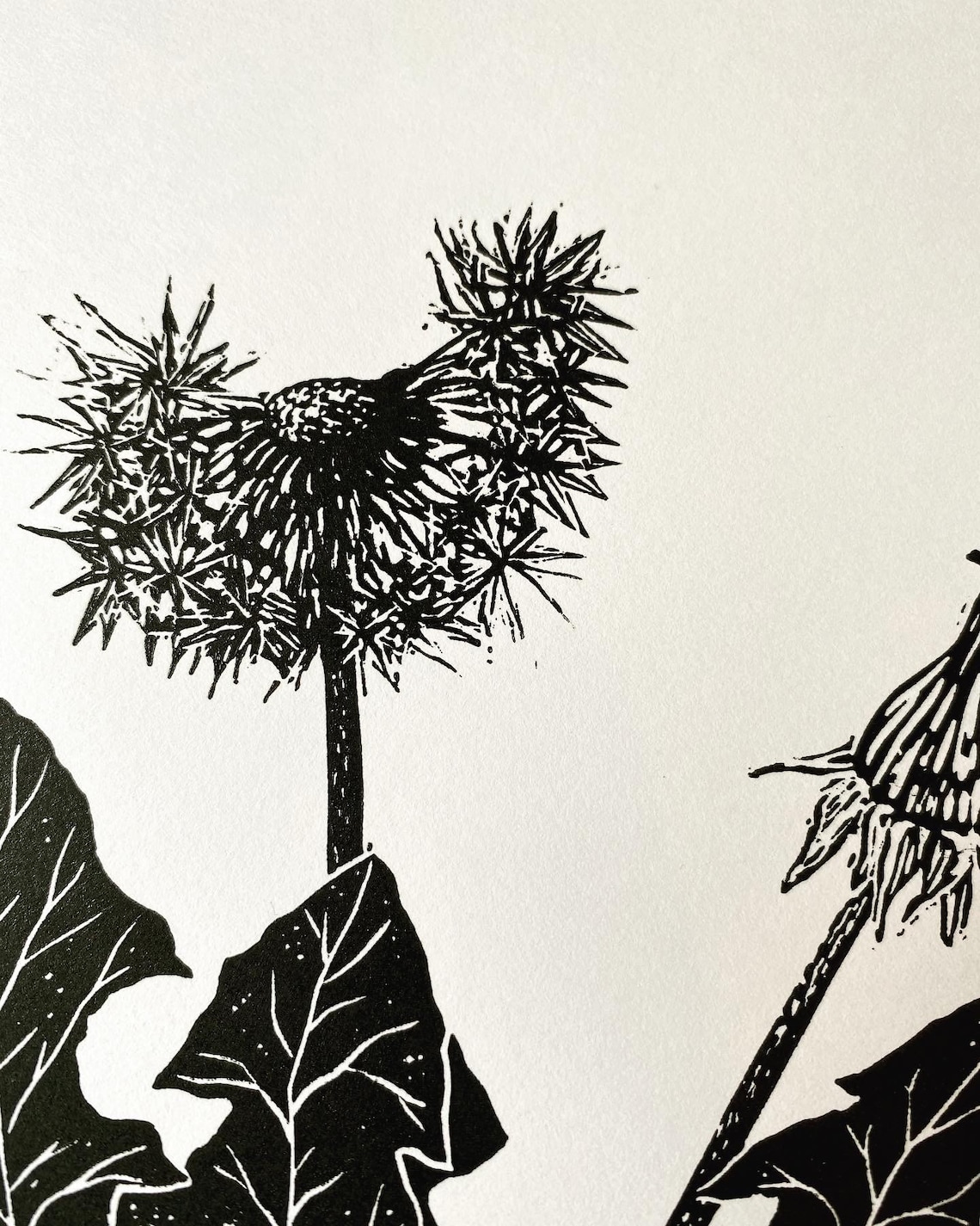Dandelion Linocut Print-dandelion Clock Print-botanical Art-nature ...
