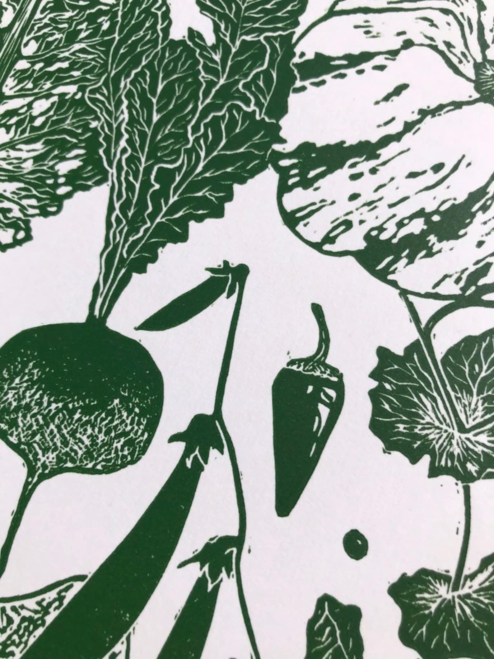 Vegetables Linocut Print-garden Vegetable Print-garden Art-grow Your ...