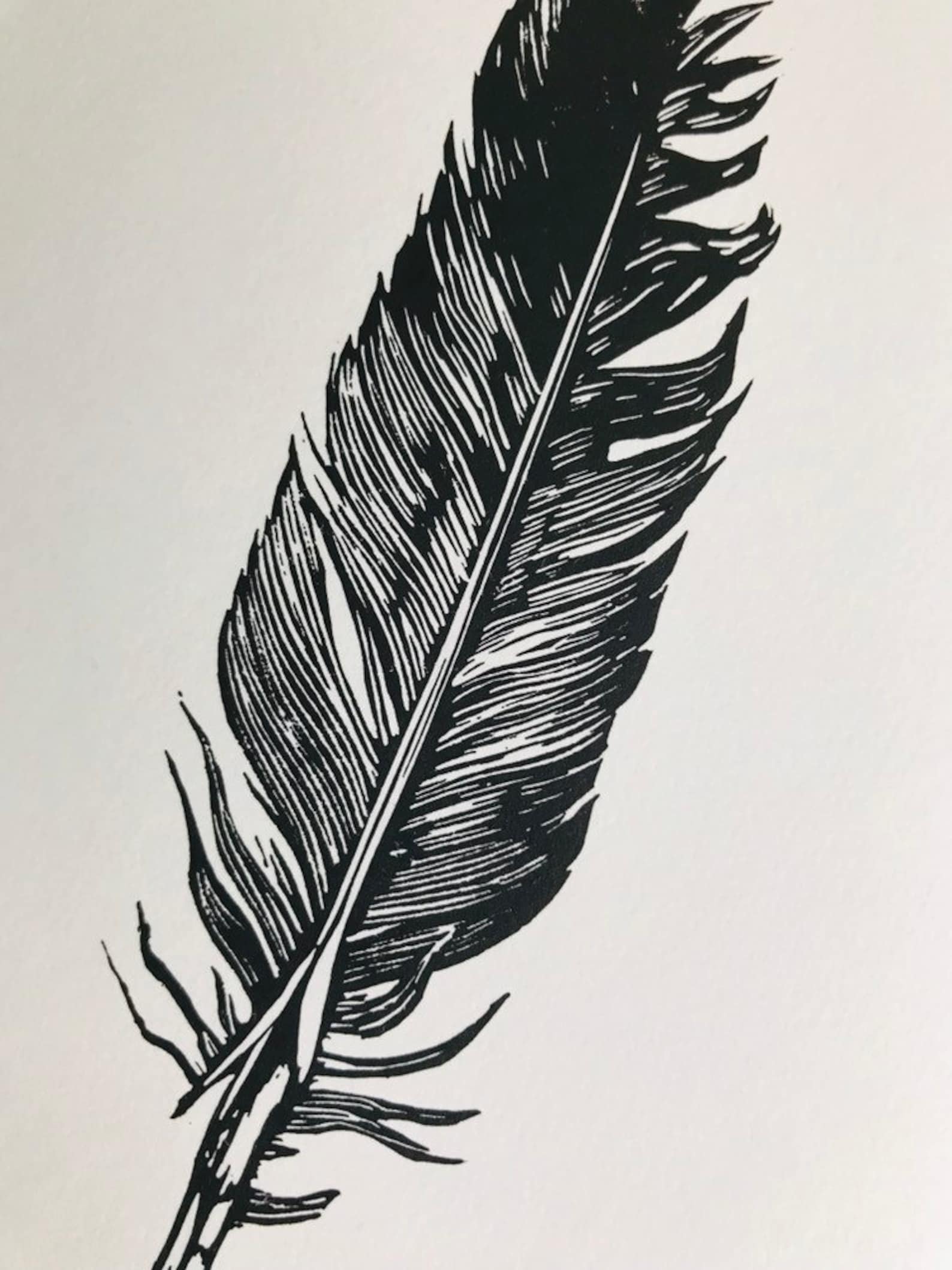 Feather Linocut Print-feather Print-nature Art-wall Decor-wildlife ...