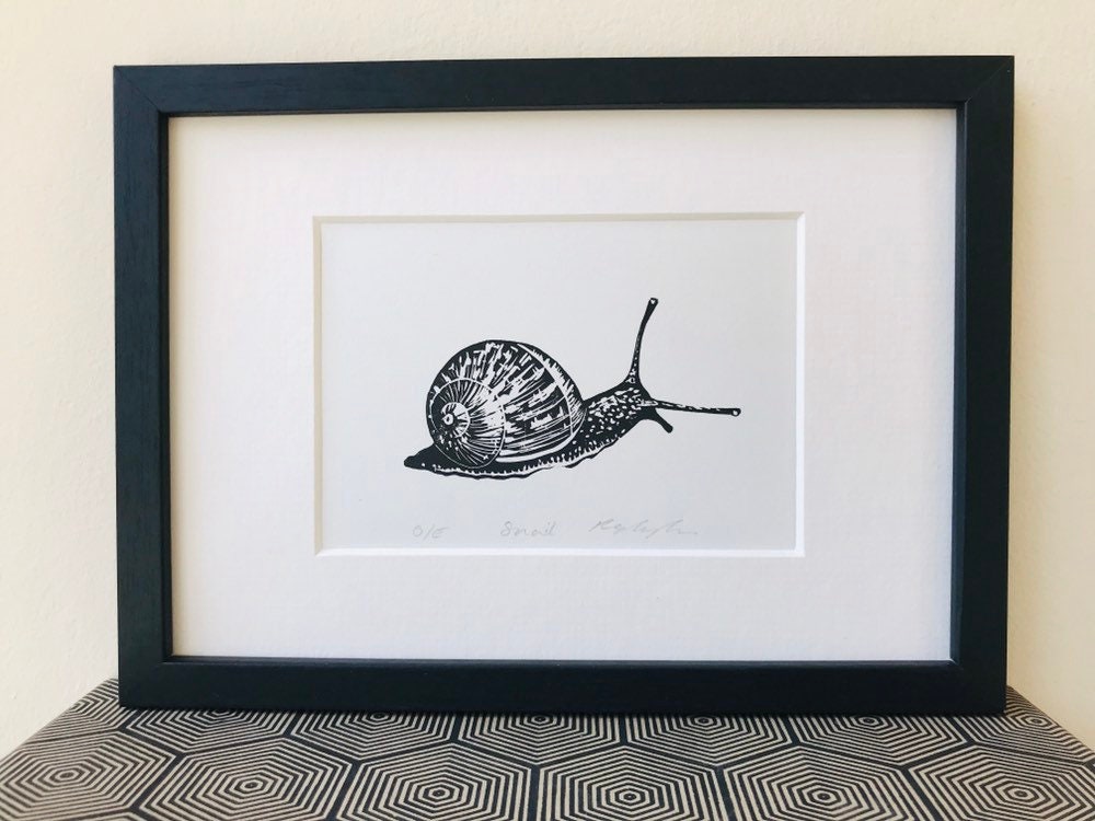 Snail Linocut Print-animal Print-nature Art-wall - Etsy UK