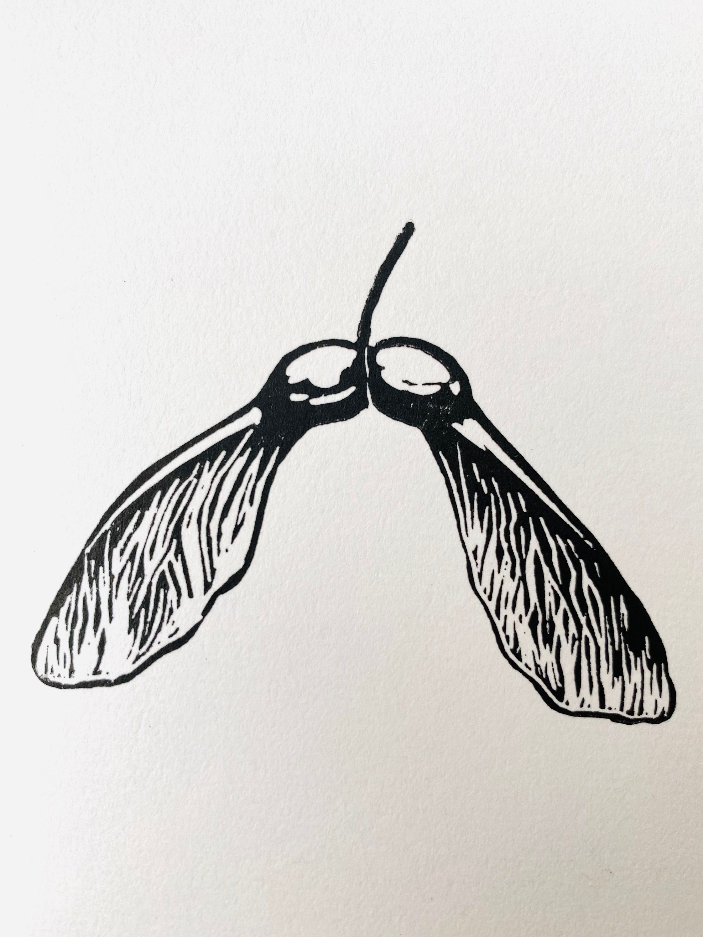 Sycamore Seed Linocut Print-seed Print-nature Art-wall Decor-botanical ...