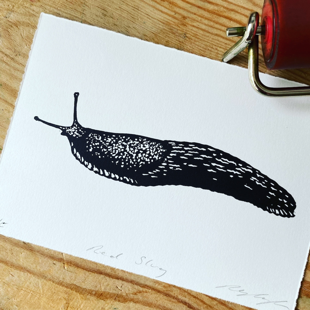 Slug Linocut Print-animal Print-nature Art-wall Decor-wildlife Print ...