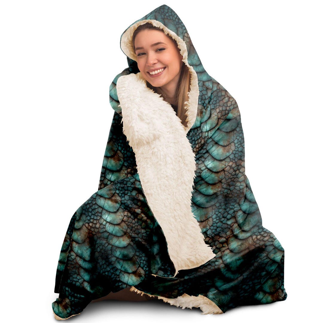 Dragon Scale or Lizard Skin Hooded Blanket for Adults & Teens – Cozy ...