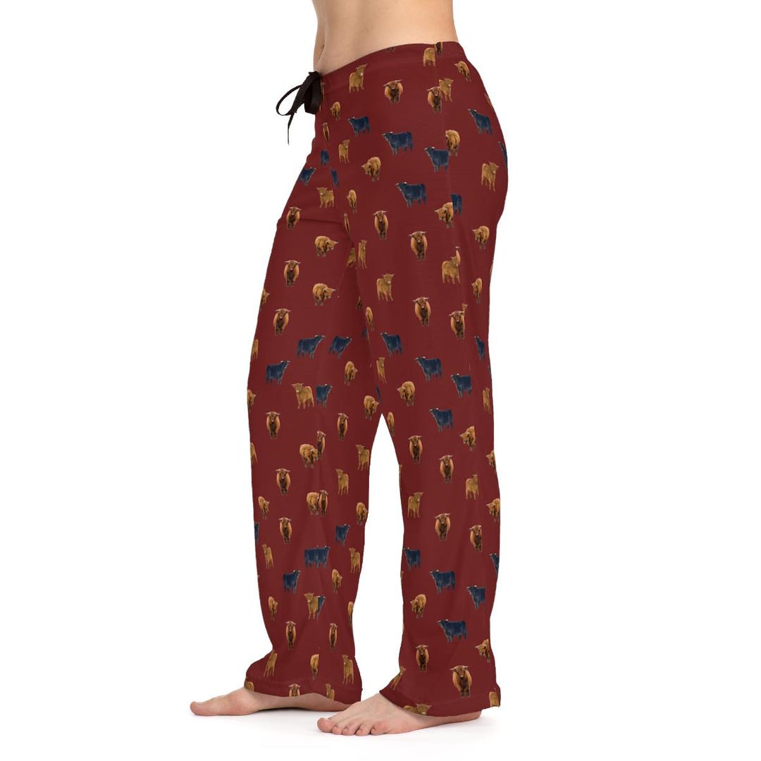 Highland Cow Pajama Pants – Farm Animal Lounge Bottoms for Men & Women ...